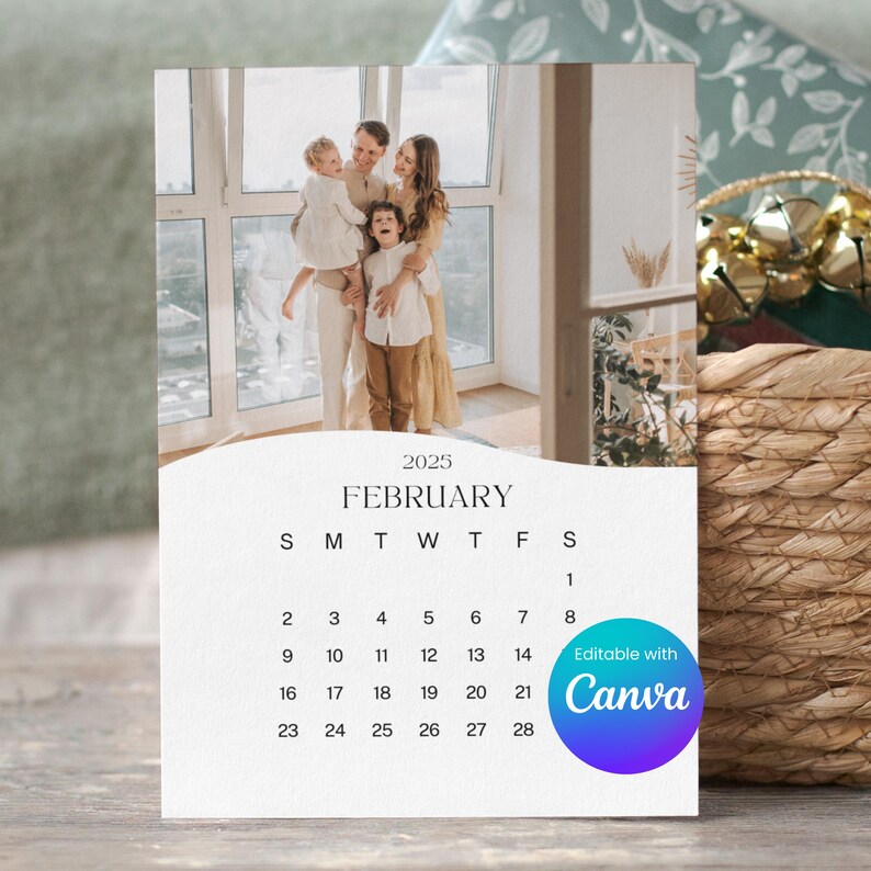 February 2025 Photo Calendar Template: Editable Canva Design (digital ...