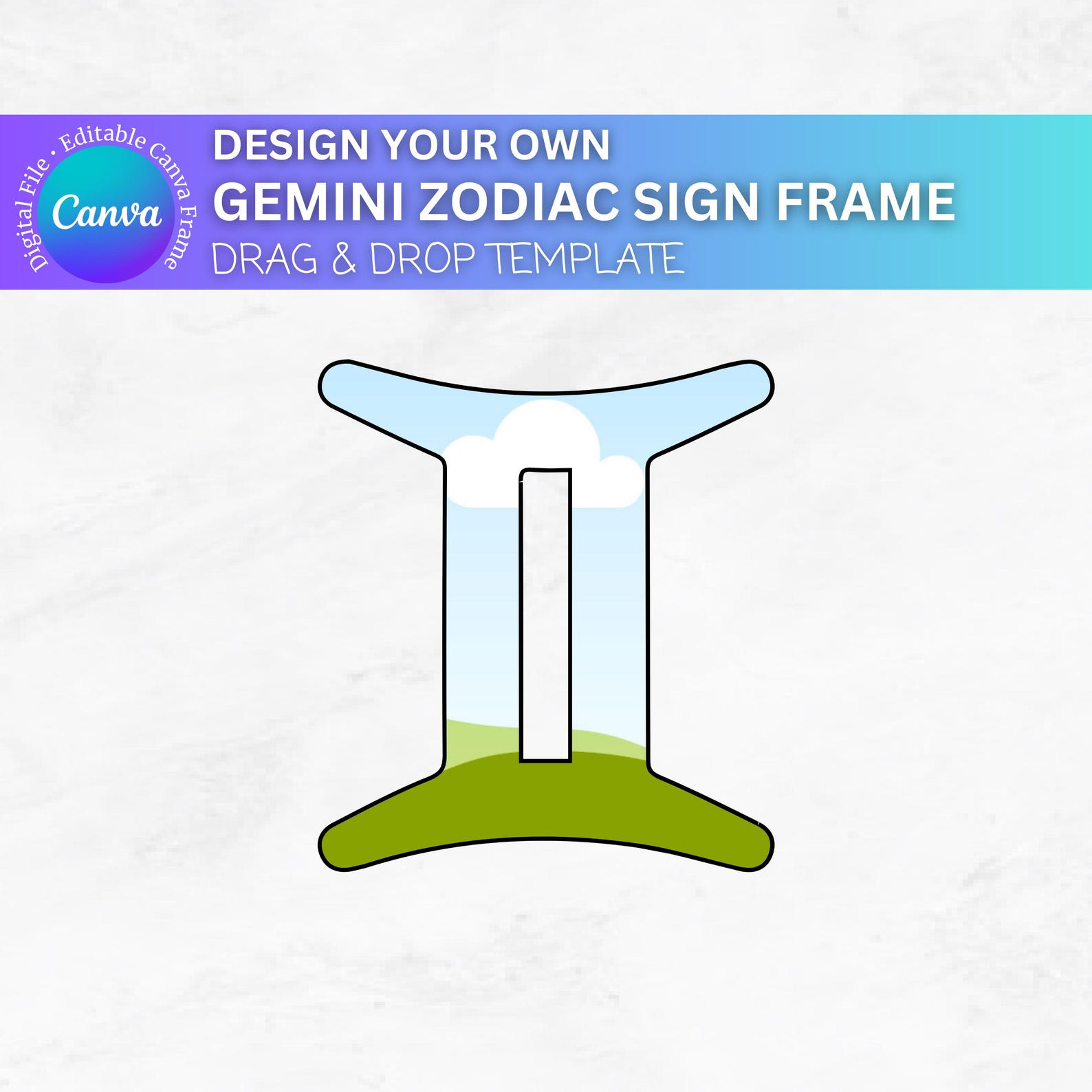 Gemini Zodiac Sign Canva Frame Template (digital Download) - Etsy