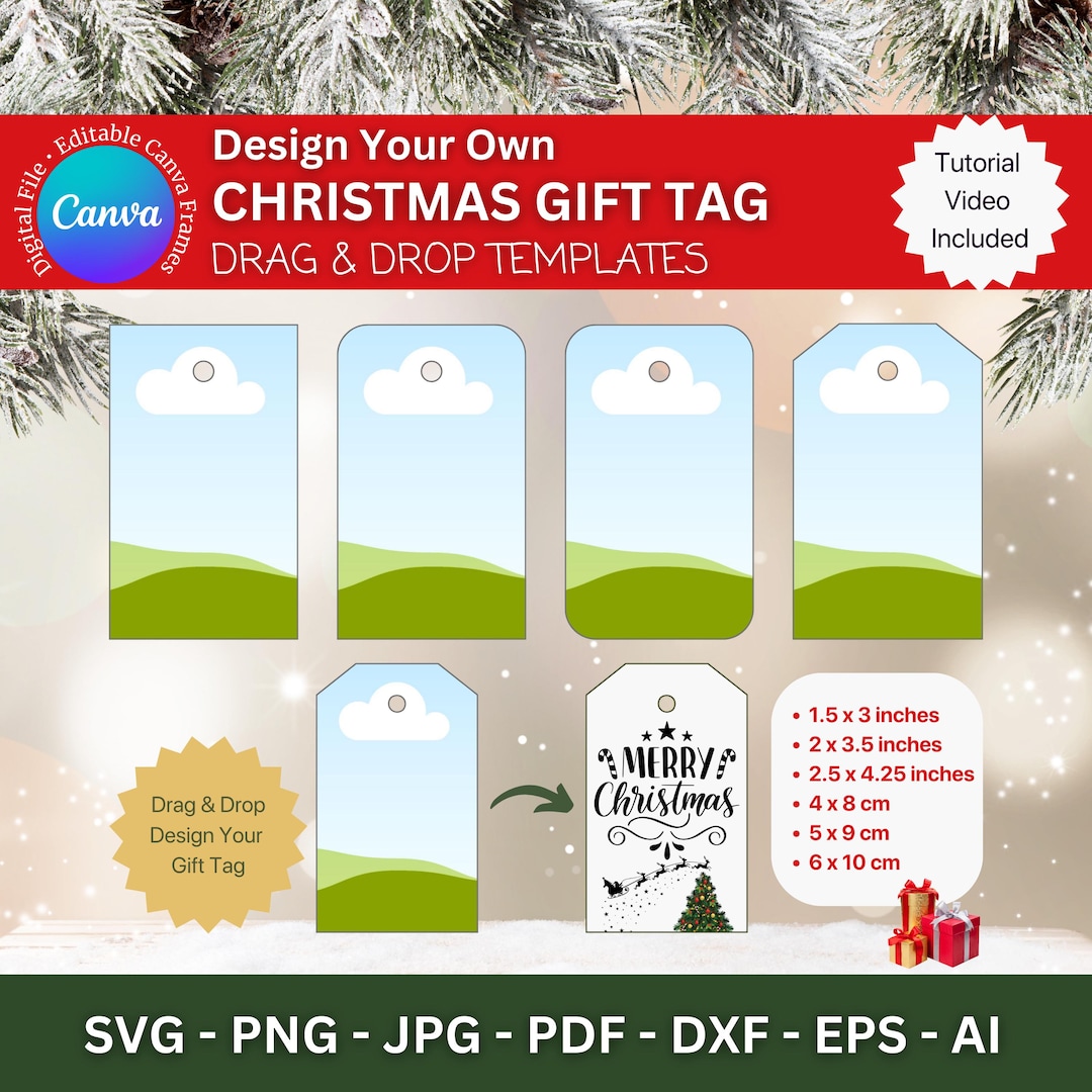 Christmas Gift Tag Template, Canva Editable Tag Bundle, Editable Tag ...
