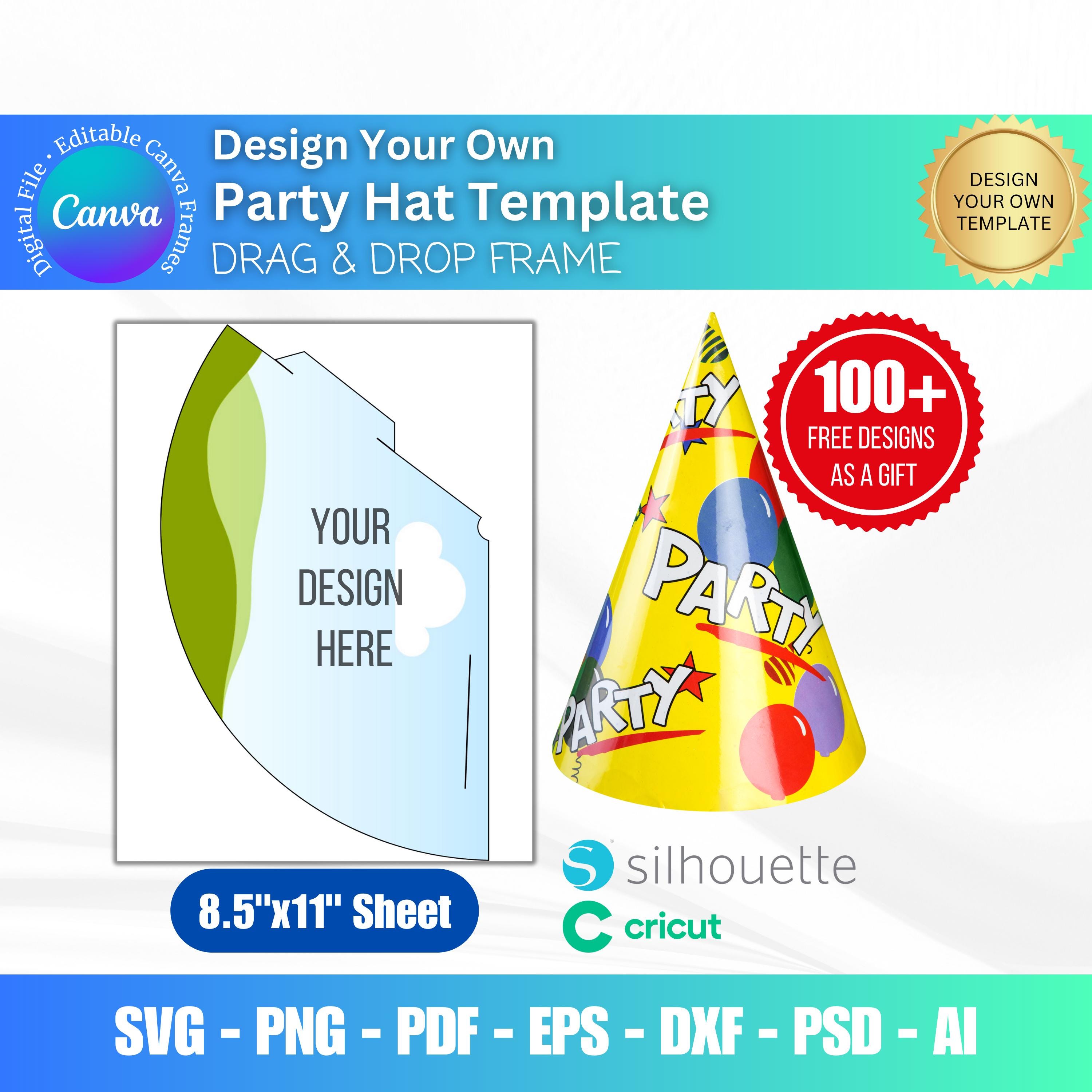 Editable Party Hat Template: Canva Drag & Drop Frame (digital Download ...
