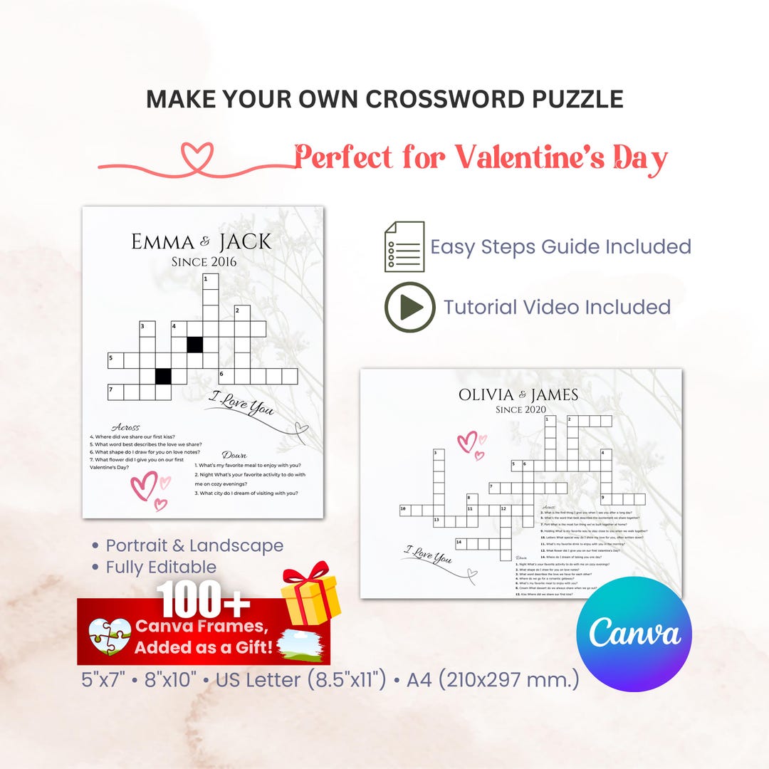 Make Your Own Crossword Puzzle, Perfect for Valentines Day, Easy Steps ...