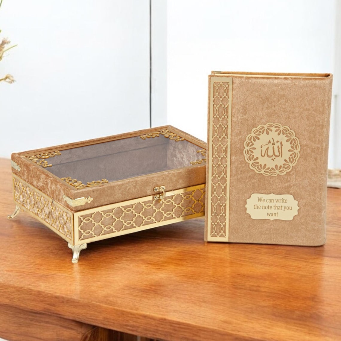 Personalized Quran Set With Mirrored Plexiglass Chest | Velvet | Eid ...