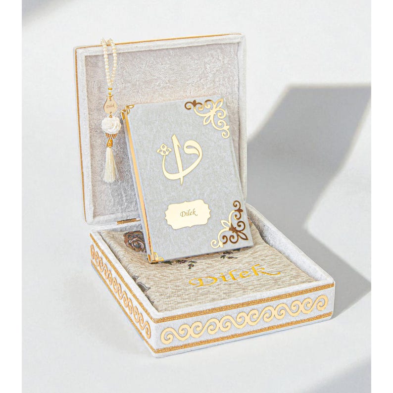 Personalized Velvet Quran Gift Set | Personalized Tasbeeh and Prayer ...