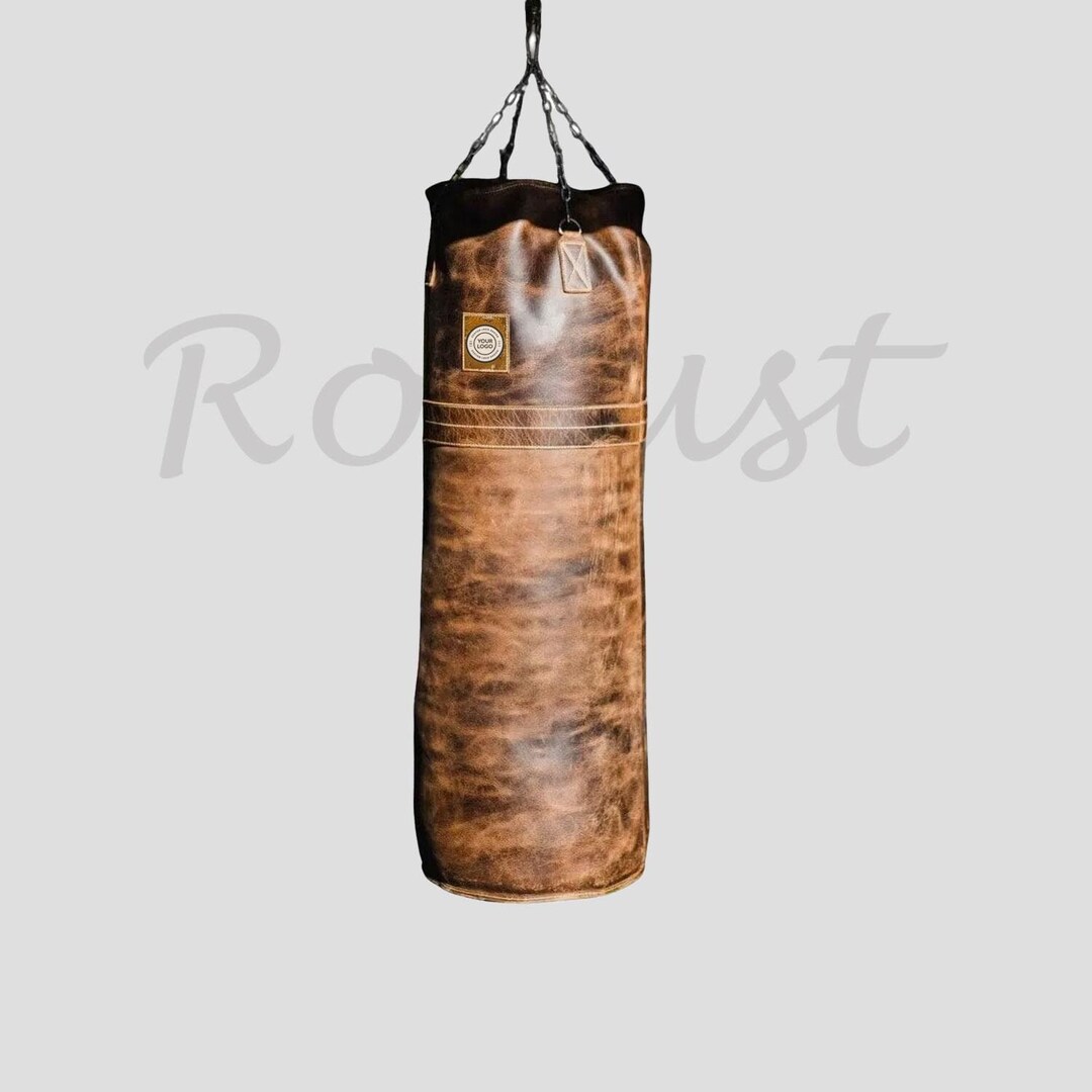 Retro Vintage Leather Boxing Bag Customized Punching Bag, Kickboxing ...