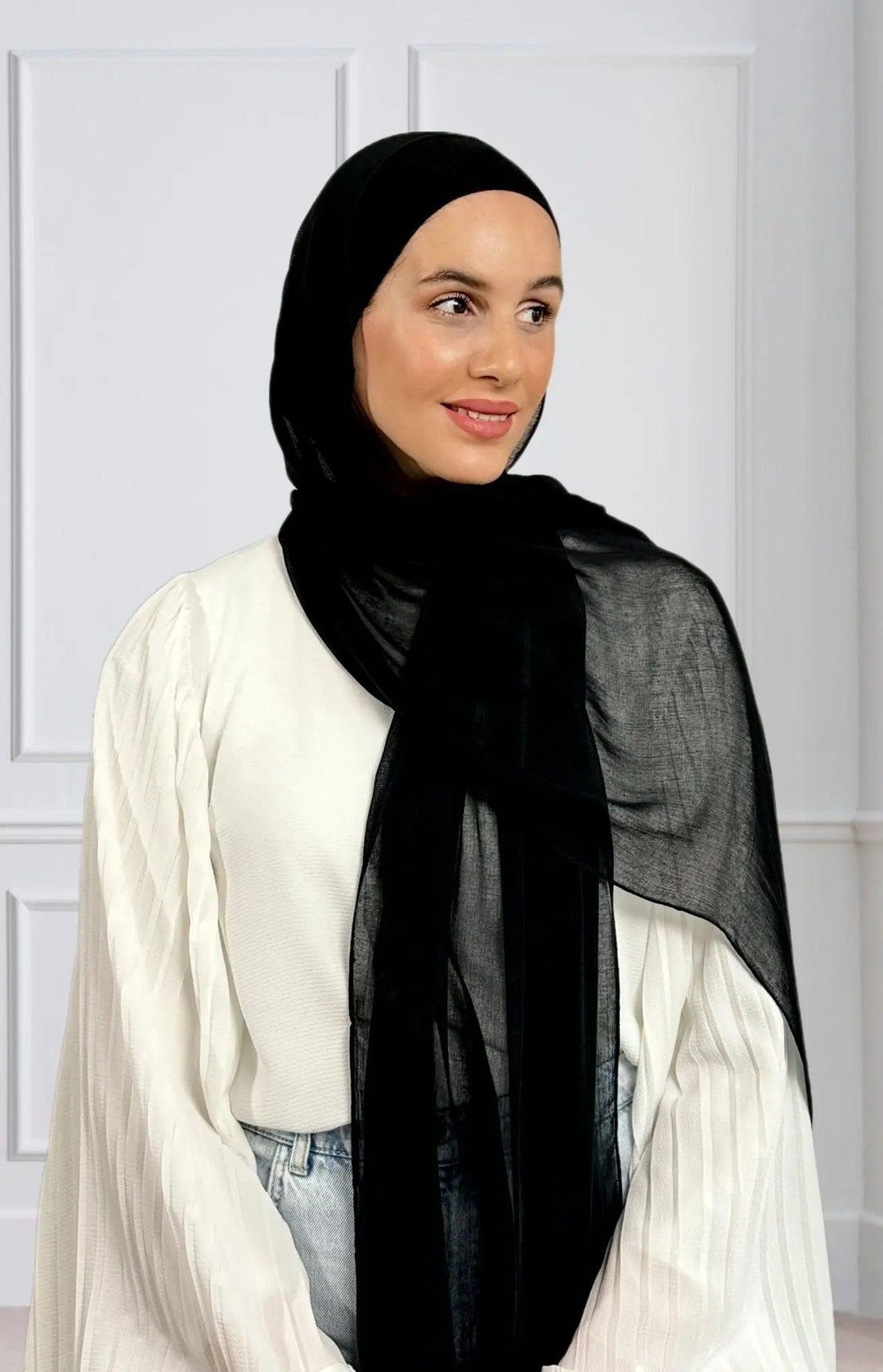 Linen Hijab Black - Etsy