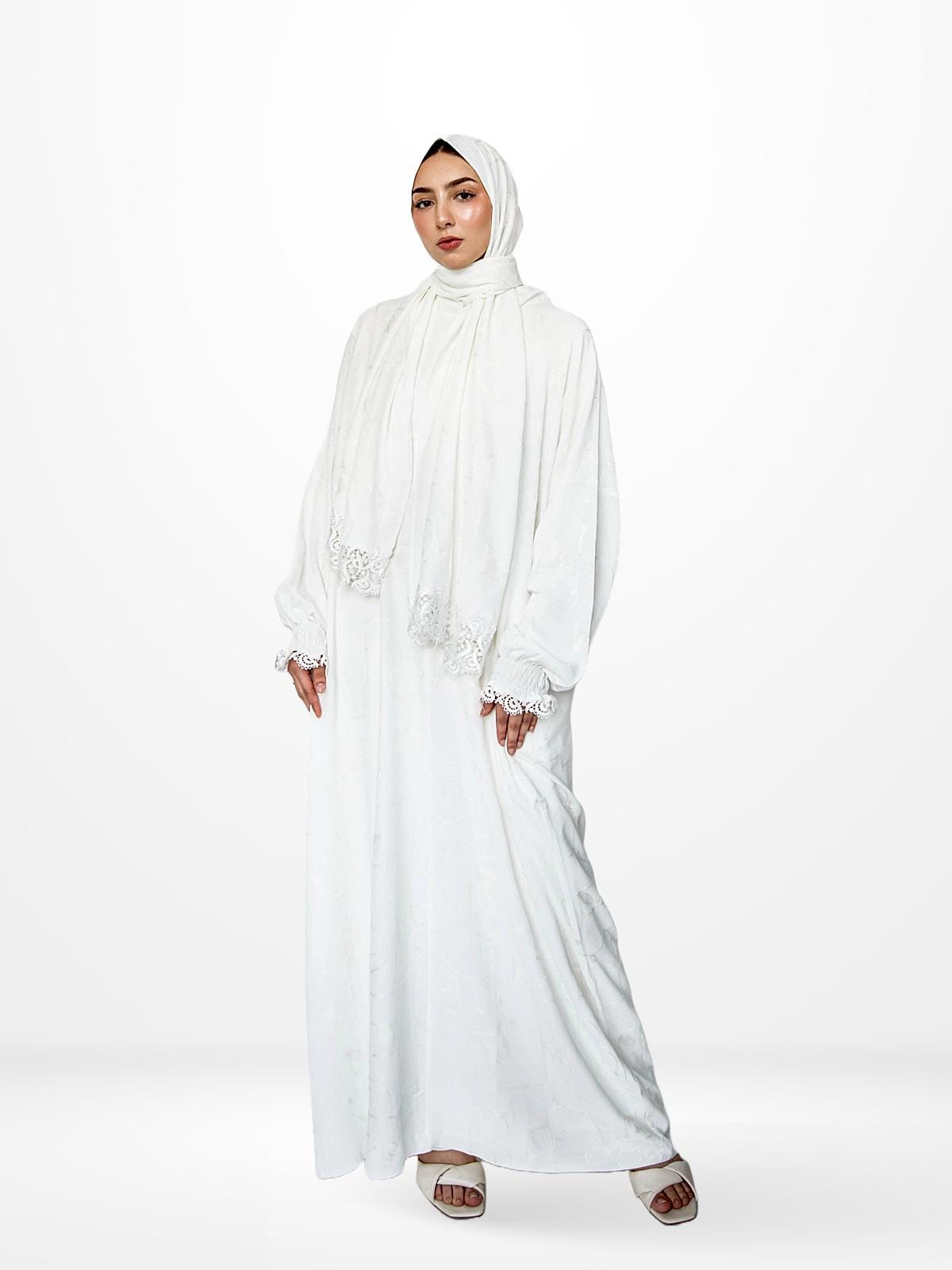 One-piece Prayer Set Dress & Abaya With Attached Hijab - Embroidered - Etsy