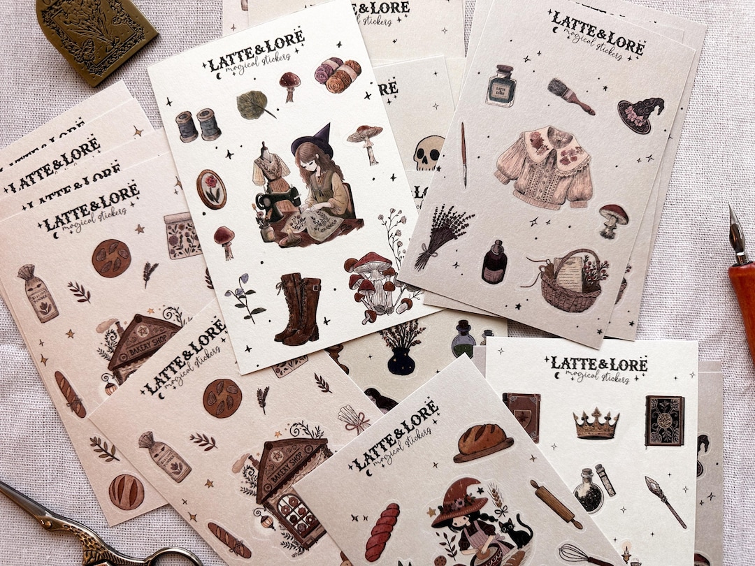 3 Cozy Fantasy Matte Sticker Sheets Set| Witch Aesthetics| Magical ...