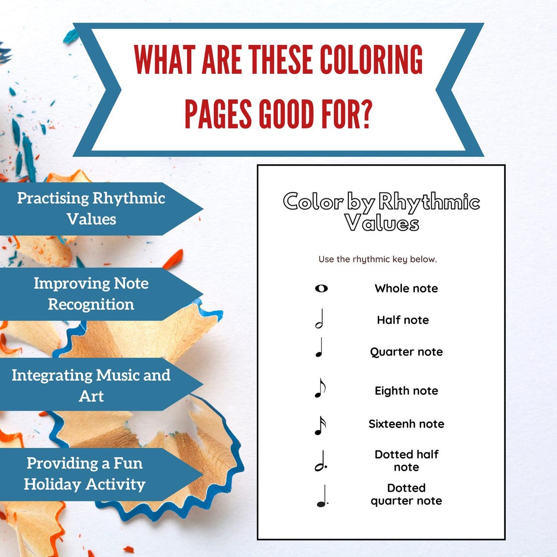 Christmas Coloring Book Rythmic Values PDF Printable Music Coloring ...