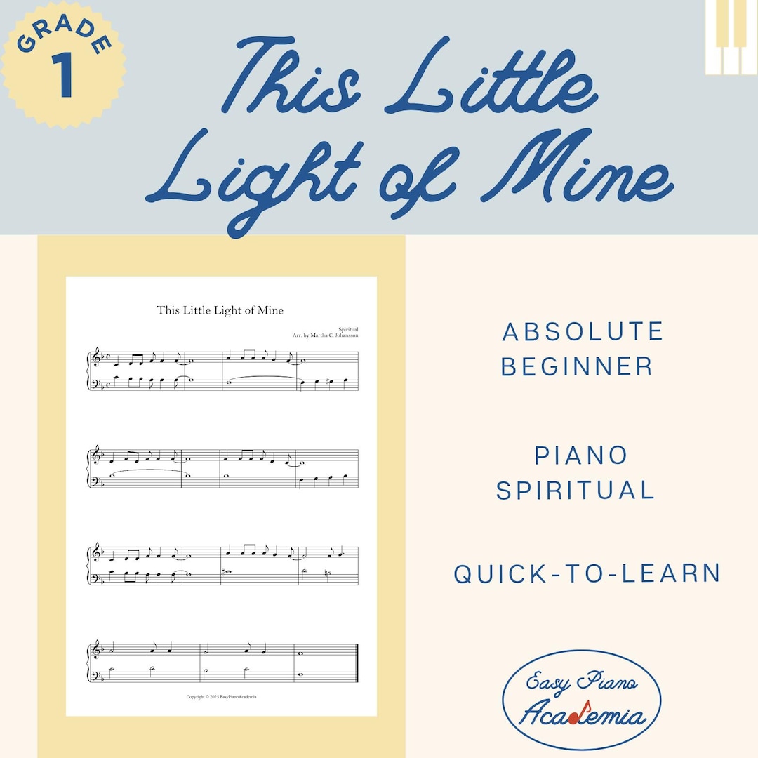Easy Piano Sheet Music: This Little Light of Mine (digital Download ...