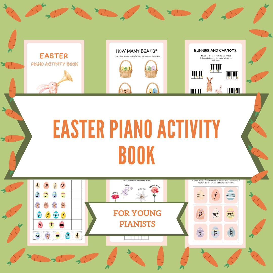 Easter Fun Piano Activity Book Preschool Simple Piano Lesson Aesthetic ...
