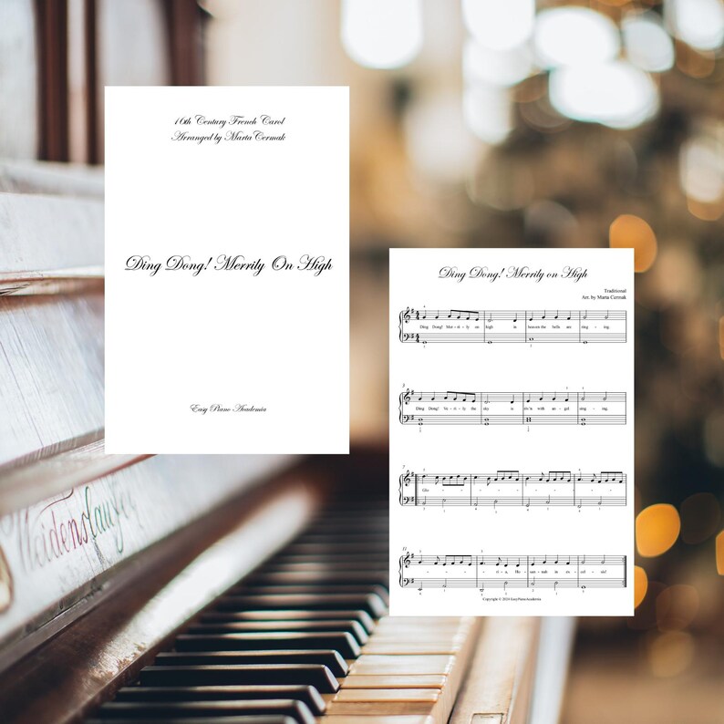 Christmas Carol Easy Piano Ding Dong Merrily on High Simple Piano Sheet ...