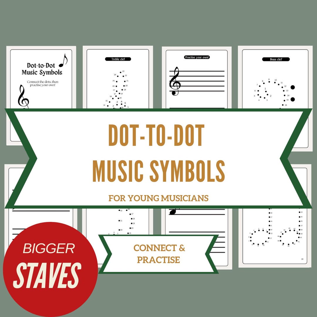 Dot-to-dot Music Symbols Worksheets for Kids Connect the Dots Music ...