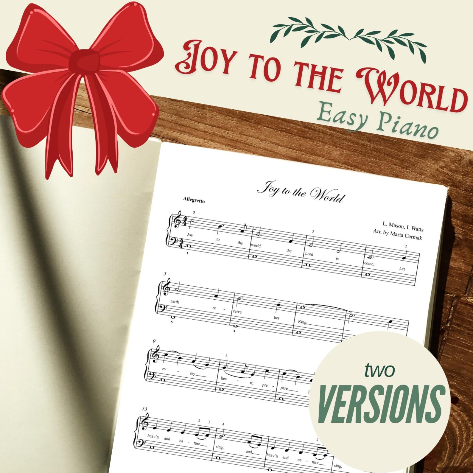 Joy to the World Easy Christmas Beginner Piano Sheet Music Simple ...