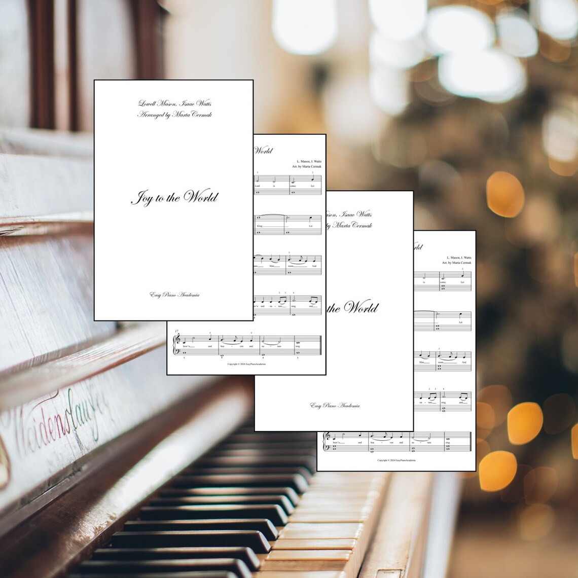 Joy to the World Easy Christmas Beginner Piano Sheet Music Simple ...