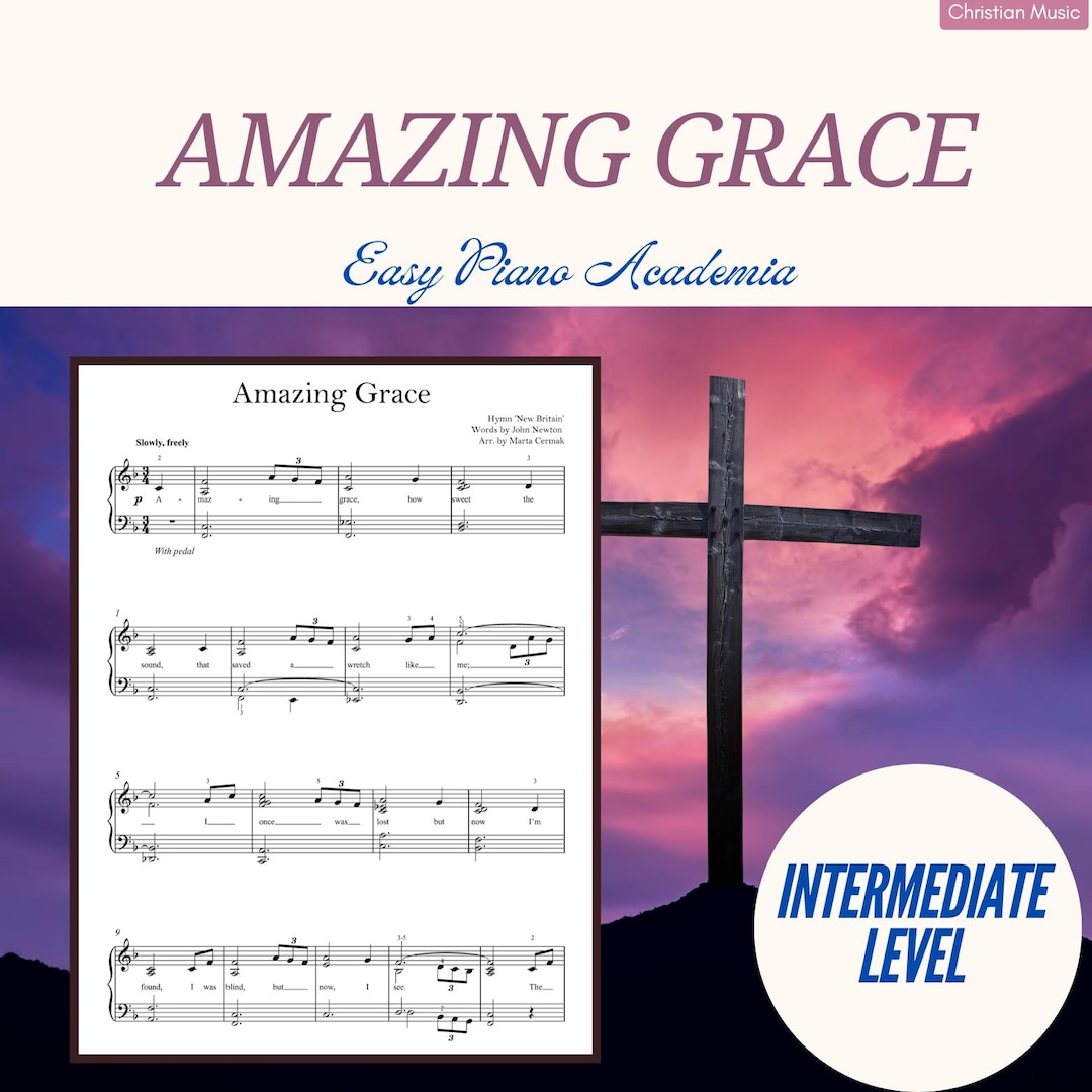 Amazing Grace Piano Sheet Music | Easter Piano Solo Song | Christian ...