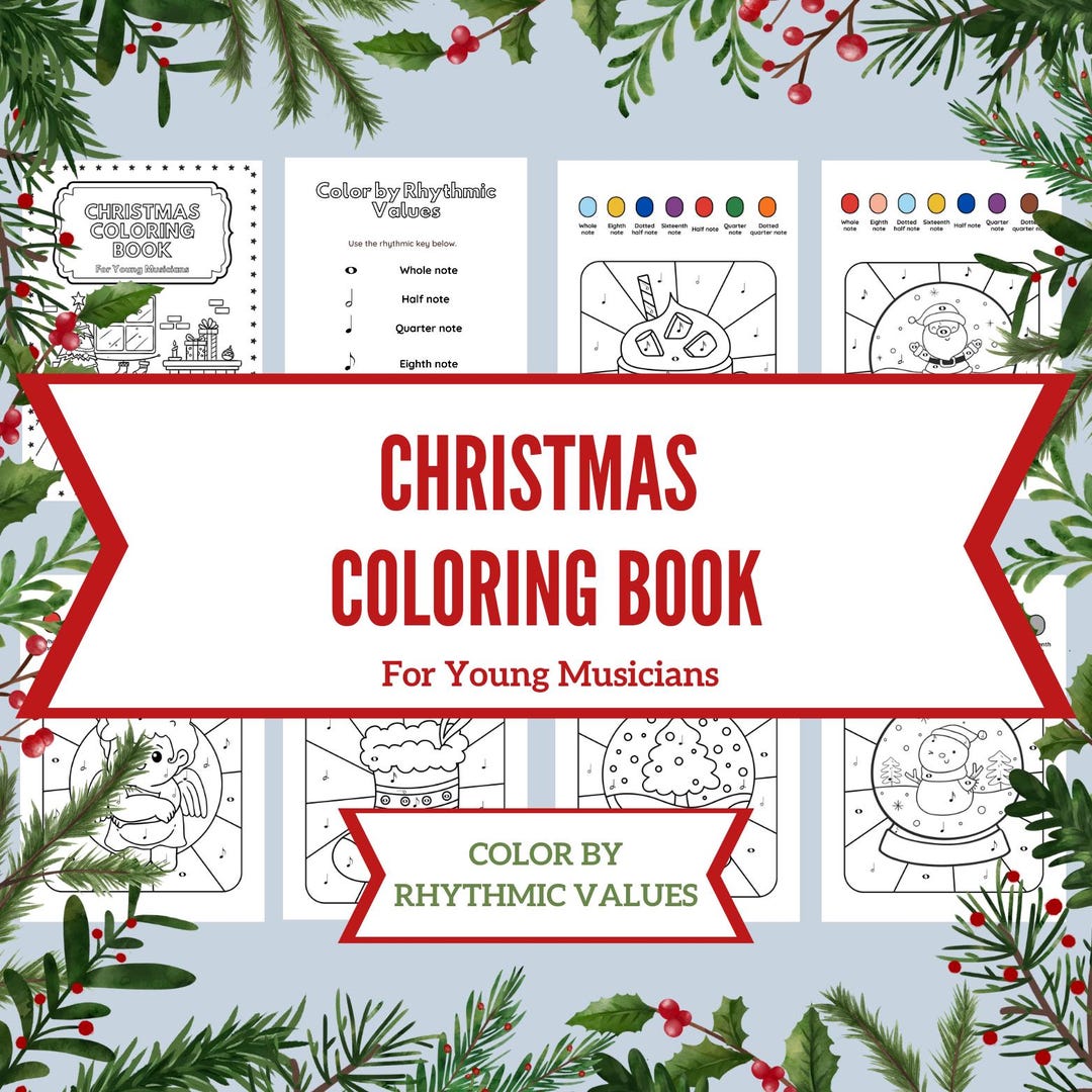 Christmas Coloring Book Rythmic Values PDF Printable Music Coloring ...