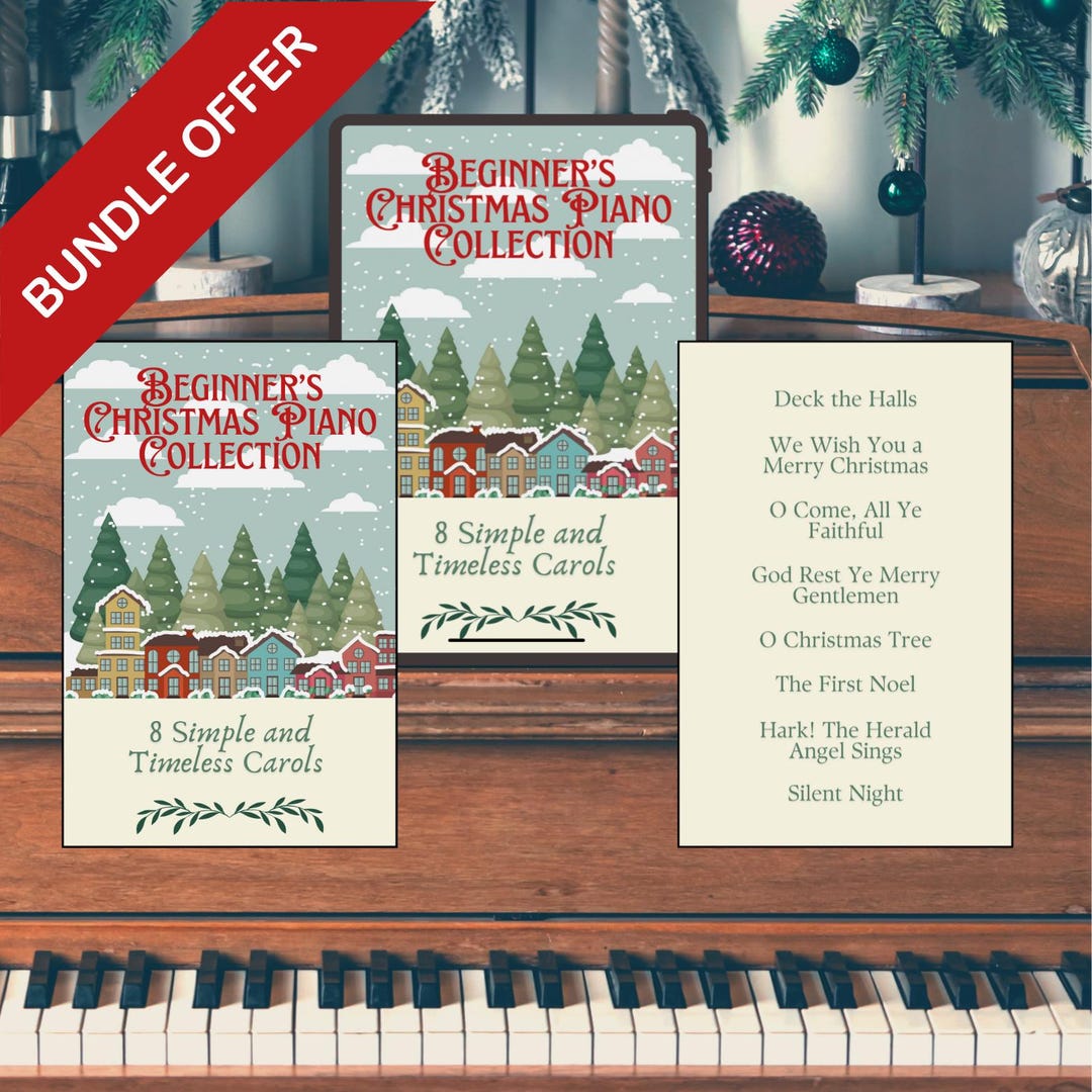 Christmas Sheet Music Easy Piano Printable Bundle Songs for Beginners ...