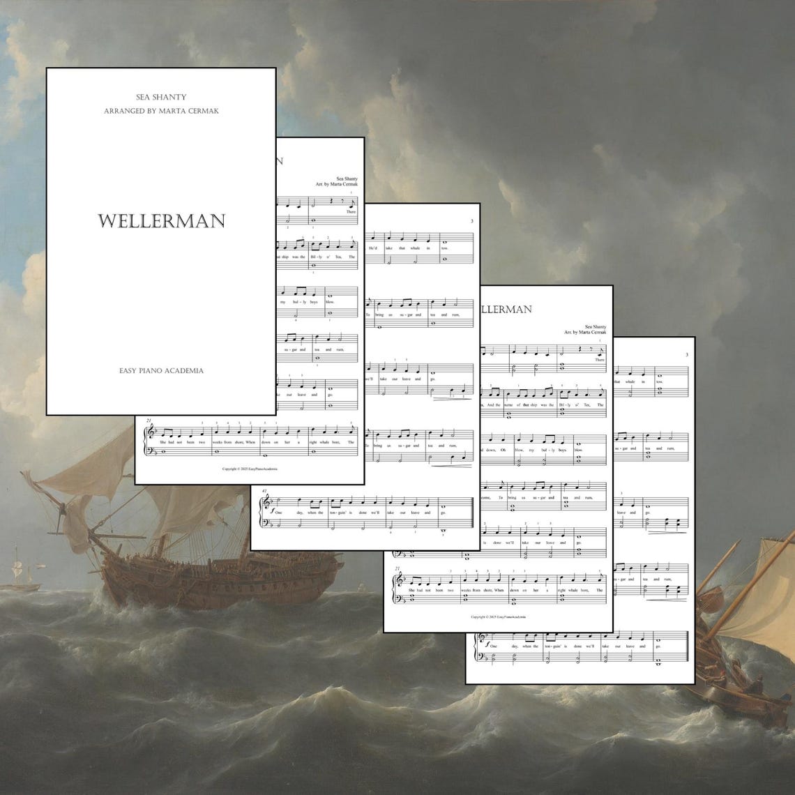 Wellerman Sea Shanty Easy Piano PDF | Beginner & Intermediate Solo With ...