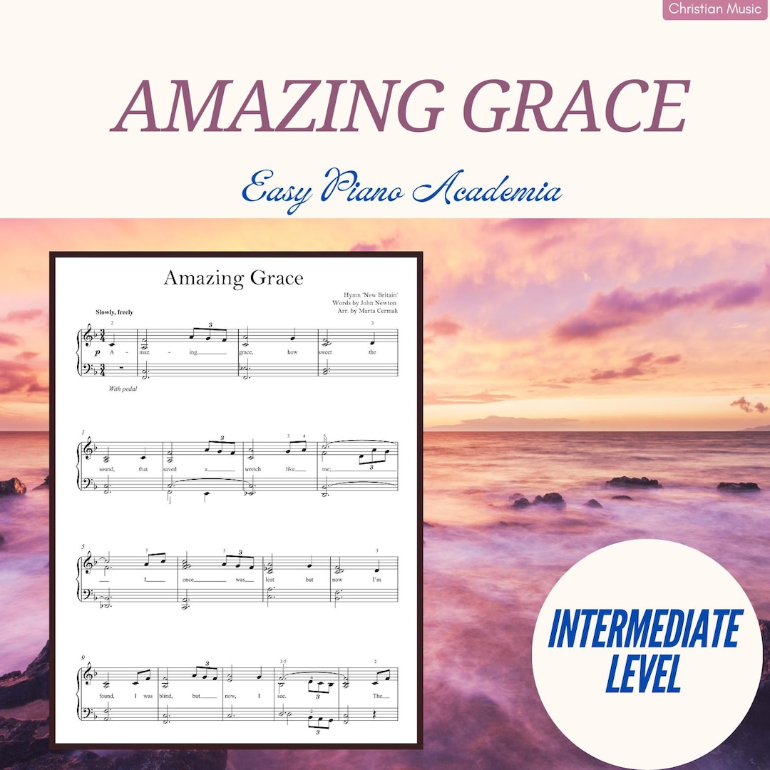 Amazing Grace Piano Sheet Music Christian Hymn Solo PDF for Advanced ...