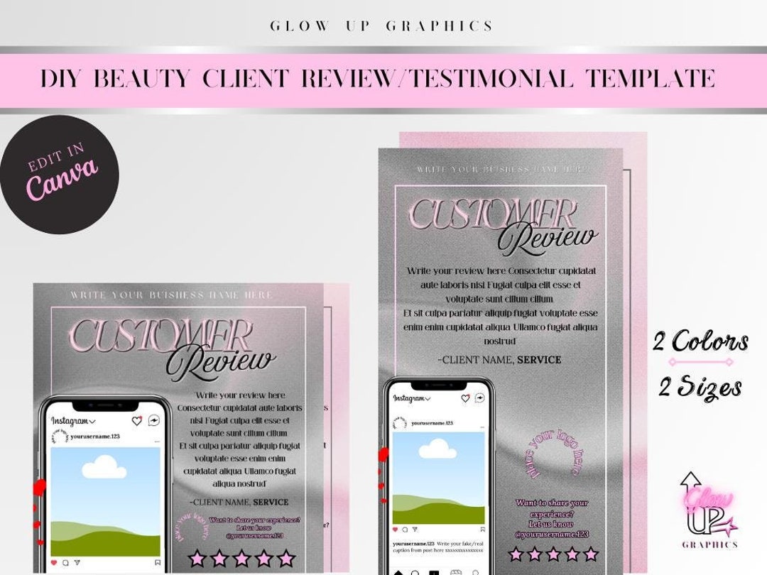 Testimonial and Client Review Flyer Template | Editable Beauty Business ...