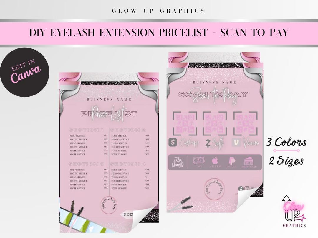 Editable Eyelash Extension Price List Template: Beauty Salon Flyer ...