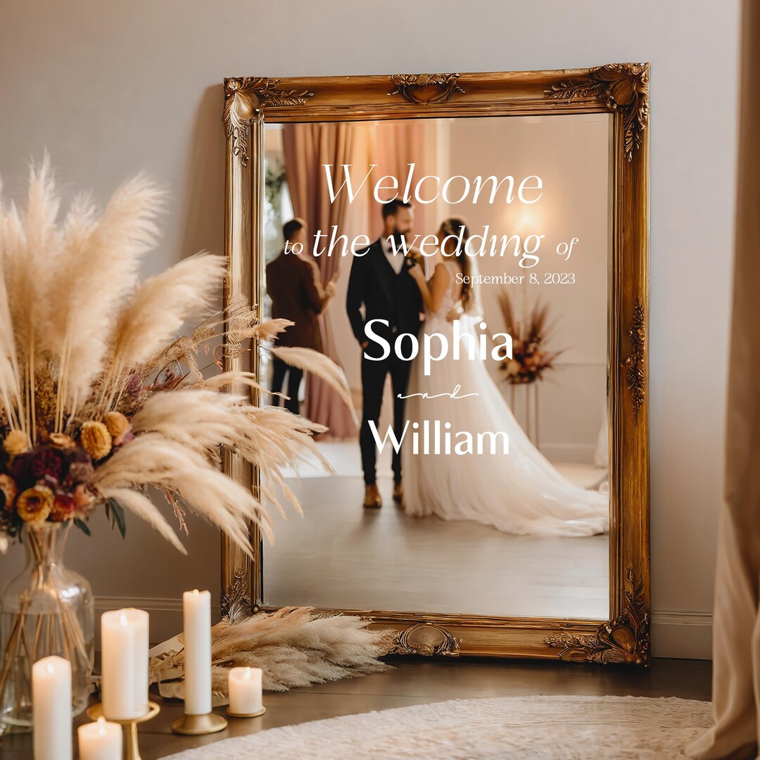 WEDDING MIRROR SIGN | Wedding Welcome Sign | Mirror Signage | Vinyl ...