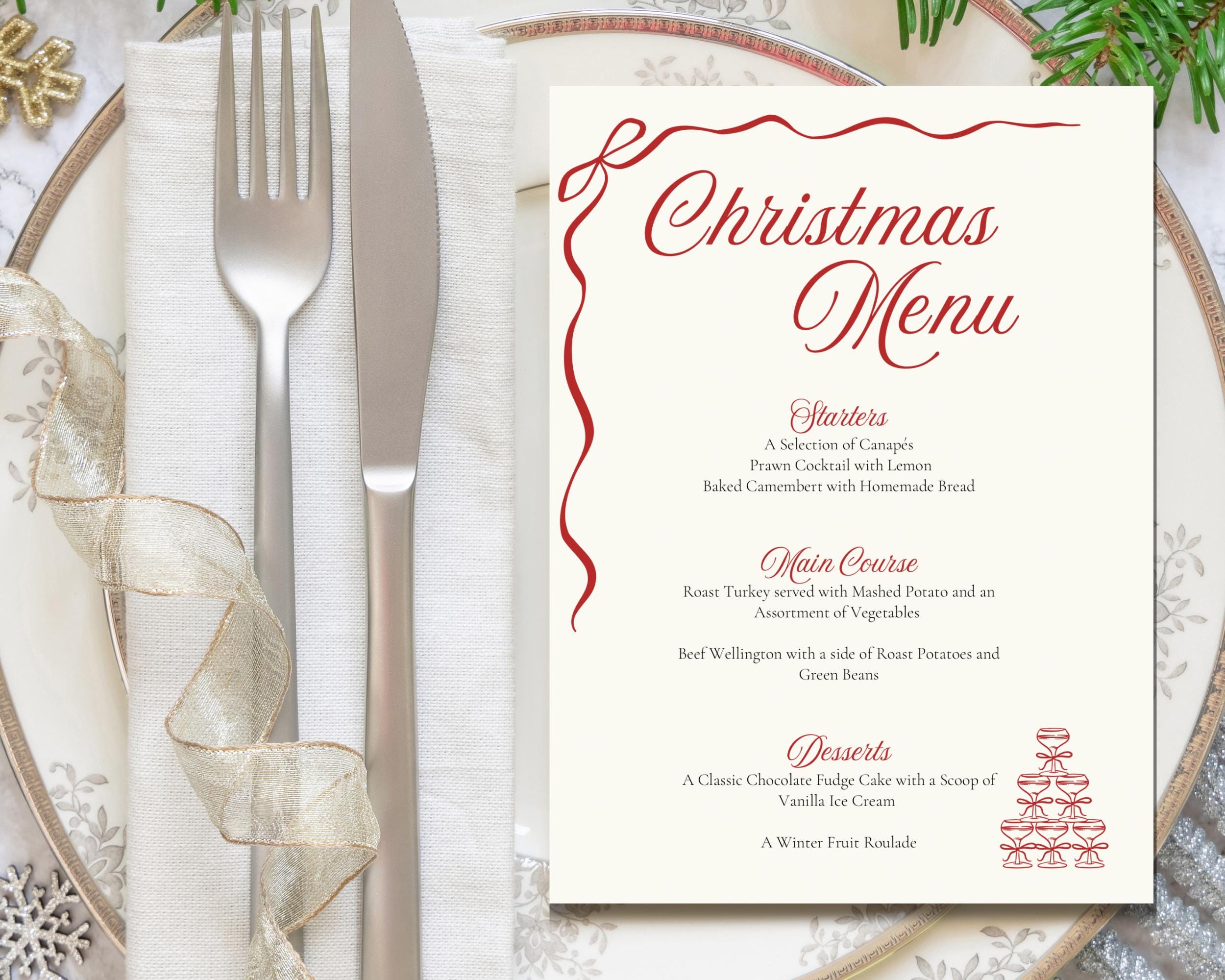 Editable Christmas Menu Template | Canva Template Holiday Menu ...