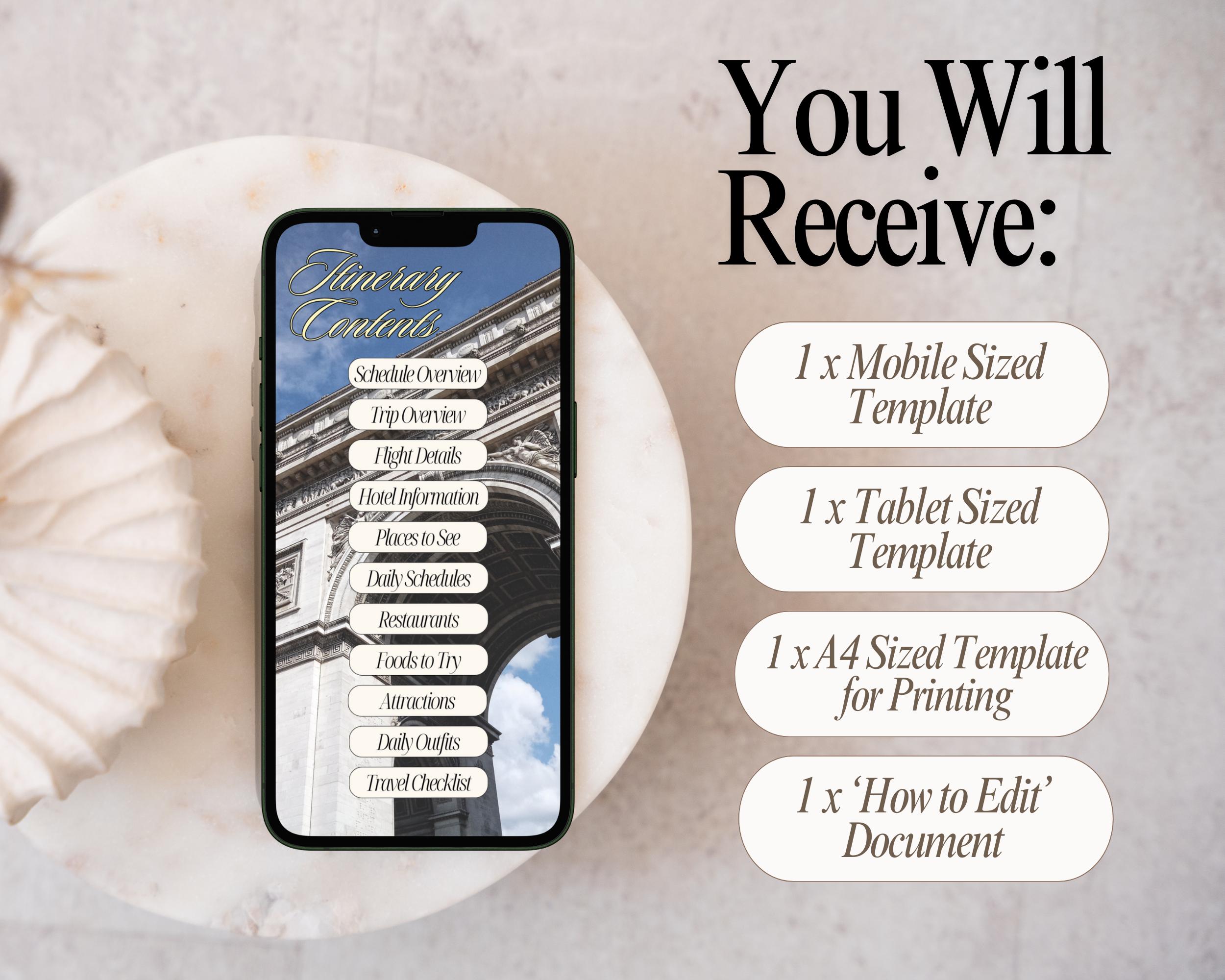 Editable Travel Schedule Template for Canva Instant Download PDF ...