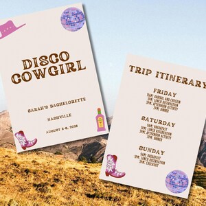 Printable Disco Cowgirl Bachelorette Itinerary Template | Editable for ...