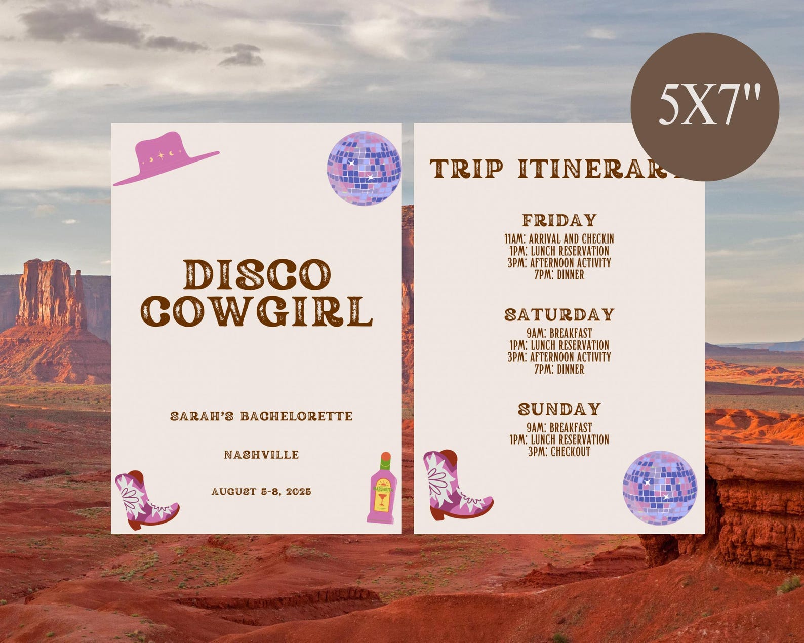 Printable Disco Cowgirl Bachelorette Itinerary Template | Editable for ...