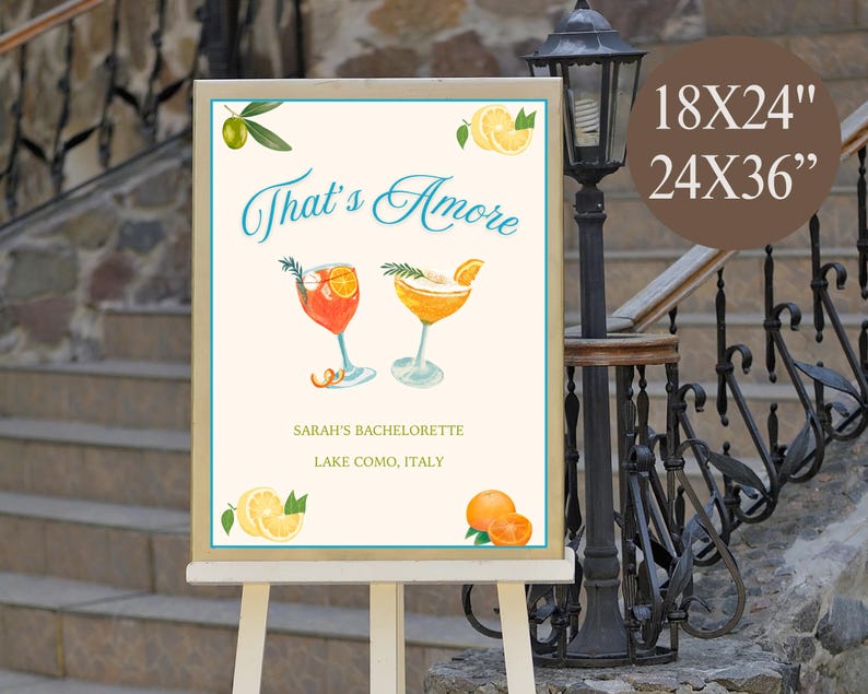 Italian Bachelorette Welcome Sign and Itinerary Template, That’s Amore ...