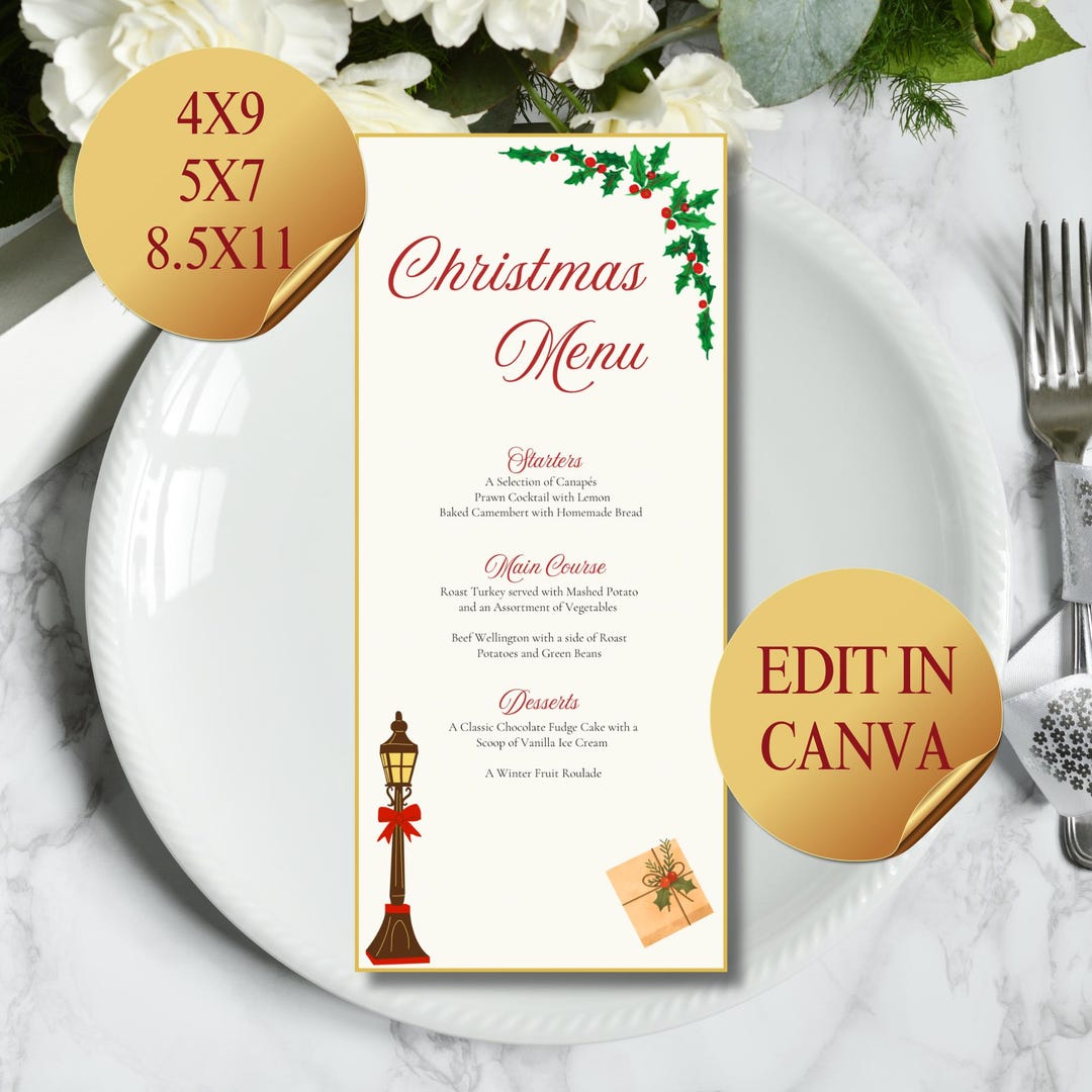 Customizable Nutcracker Christmas Menu for Canva | Printable Festive ...