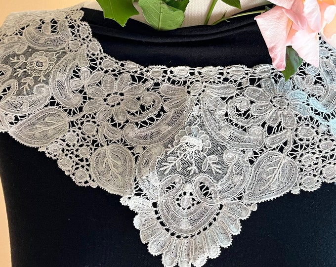 Antique Duchess Rose Point Lace Collar and Cuff Set in Linen - Etsy