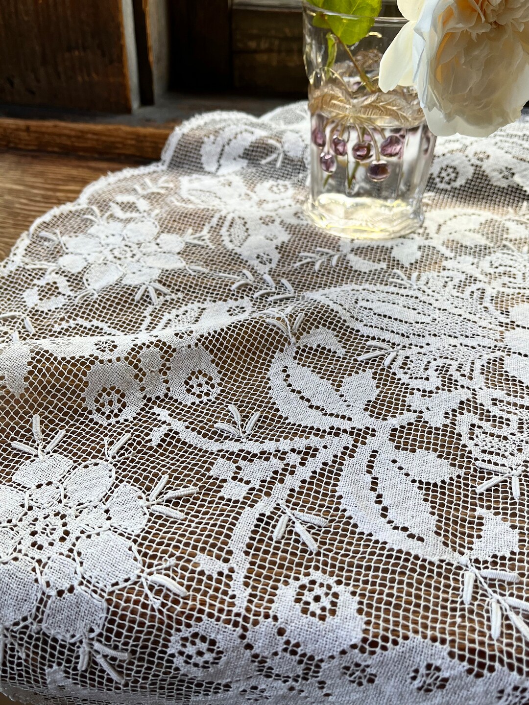 Antique Filet Lace Centerpiece/doily With Butterfly Motifs and ...