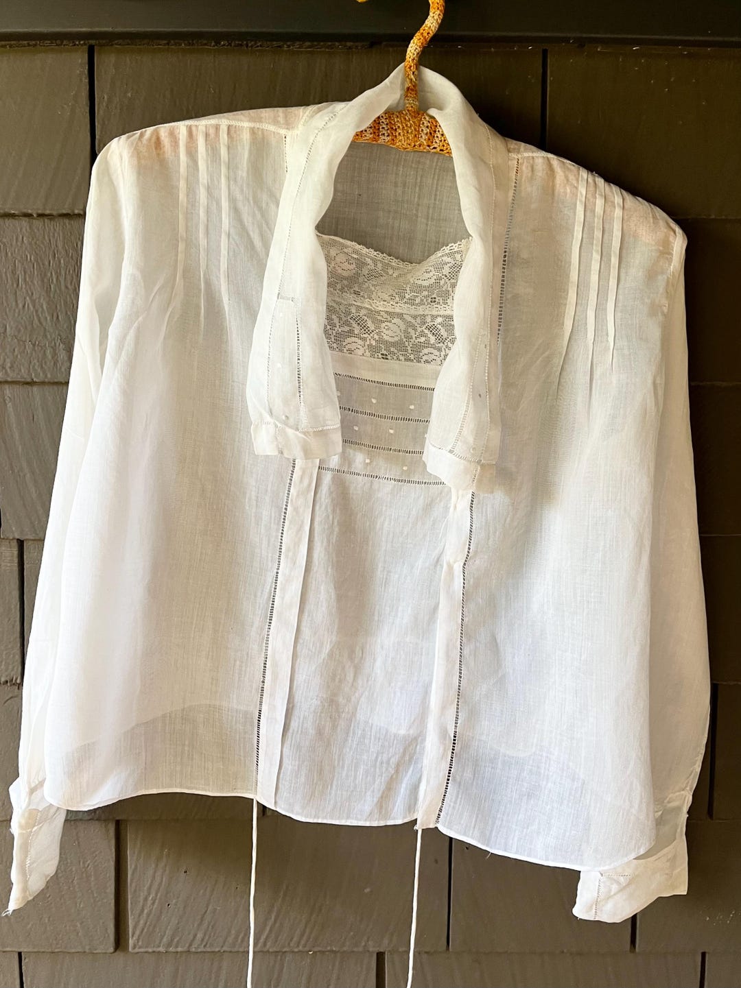 Edwardian Blouse in White Cotton Batiste Sheer With Embroidery and Lace ...