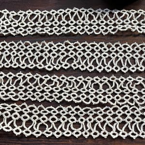 Vintage Tatted Lace Trim in Soft White Cotton in Two Pieces 2.7 Yards ...