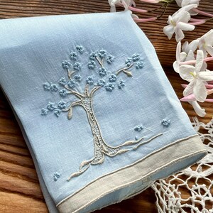 Marghab Finger Tip Towel in Linen With Jacaranda Tree in Blue - Etsy