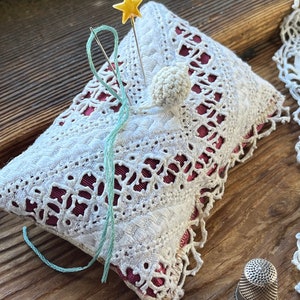 Handmade Pincushion With Antique Leftara Lace/embroidery and French ...