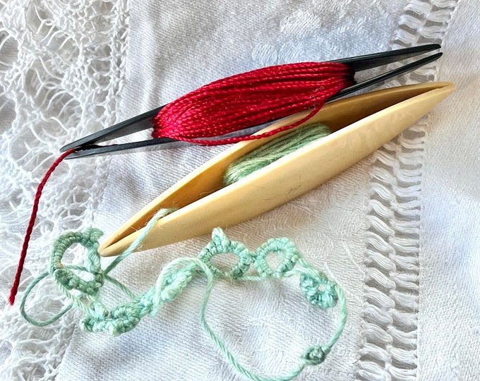 Antique Tatting Shuttles in Black and Cream Celluloid Set of Two - Etsy
