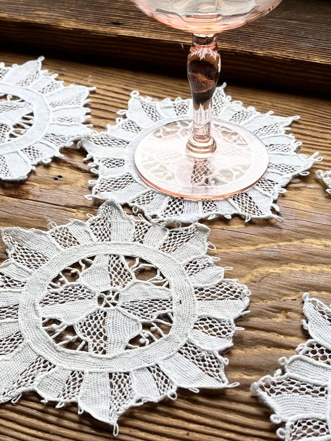 Vintage Lace Coasters in Point De Venise Needlelace Rounds in White Set ...