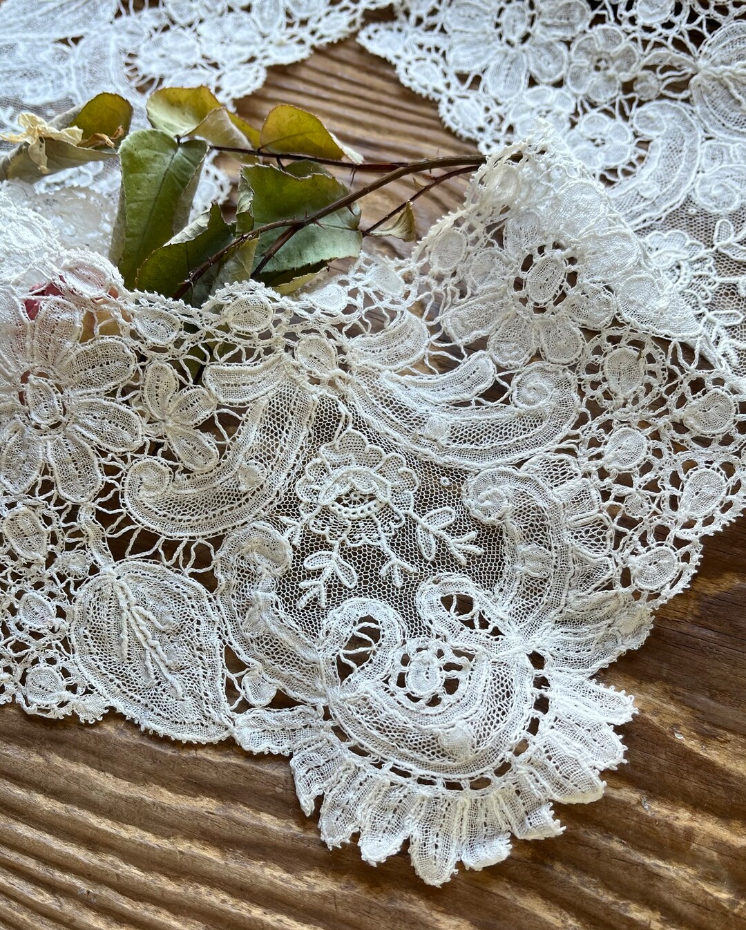 Antique Duchess Rose Point Lace Collar and Cuff Set in Linen - Etsy