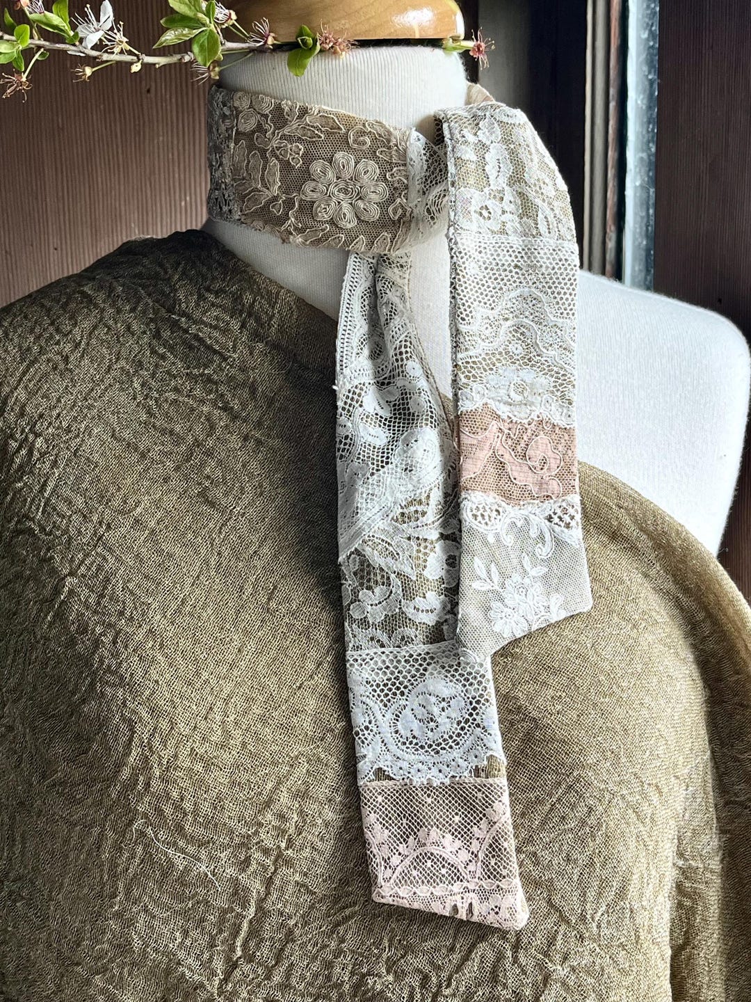 Repurposed Lace Skinny Scarf Created With Assorted Laces Remnants Sewn ...