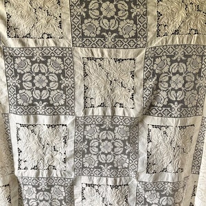 Vintage Patchwork Tablecloth Army /navy Style With Hand Cutwork ...