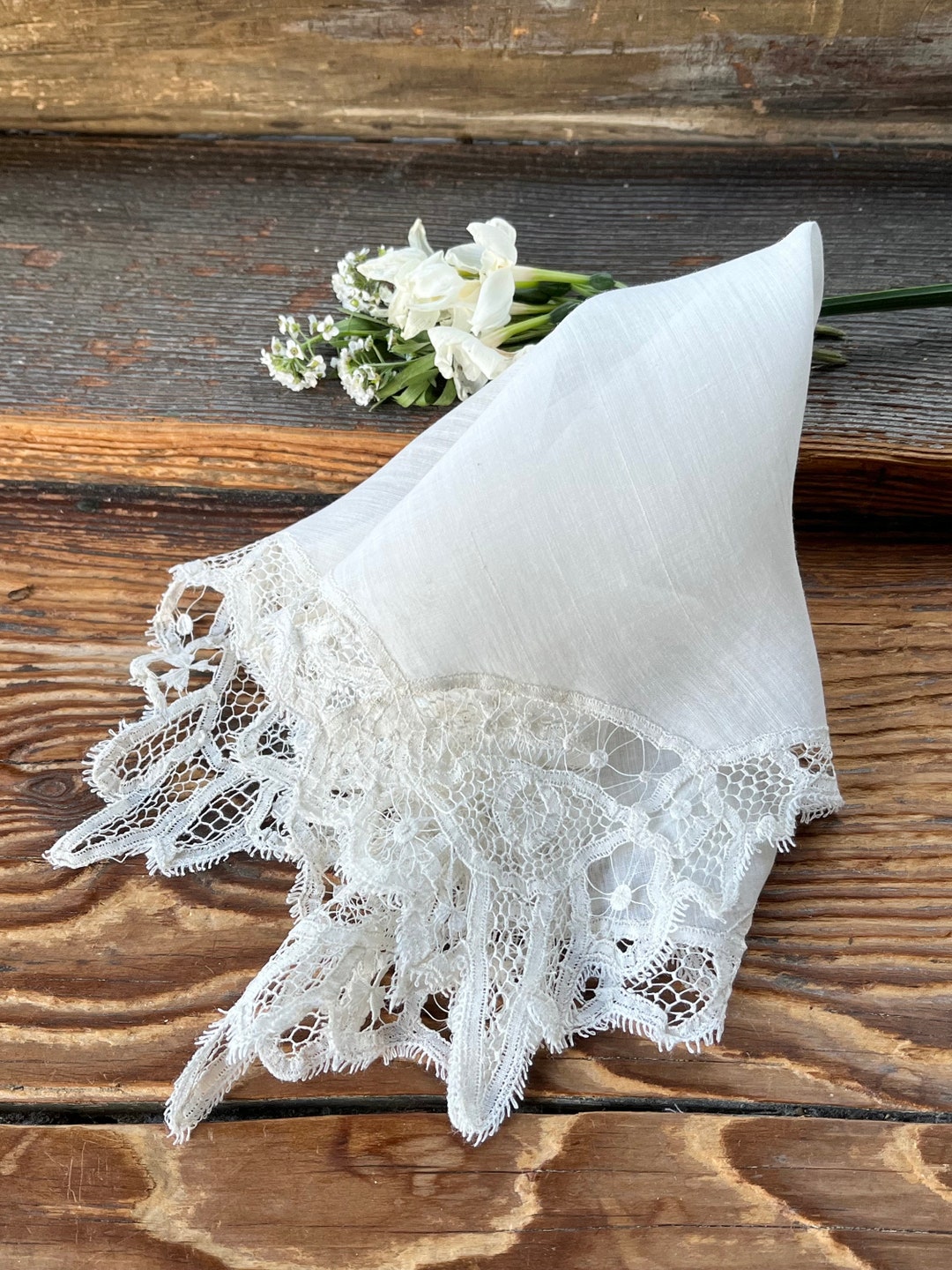 Antique Handkerchief in Cotton Batiste With Battenburg Lace Trim - Etsy