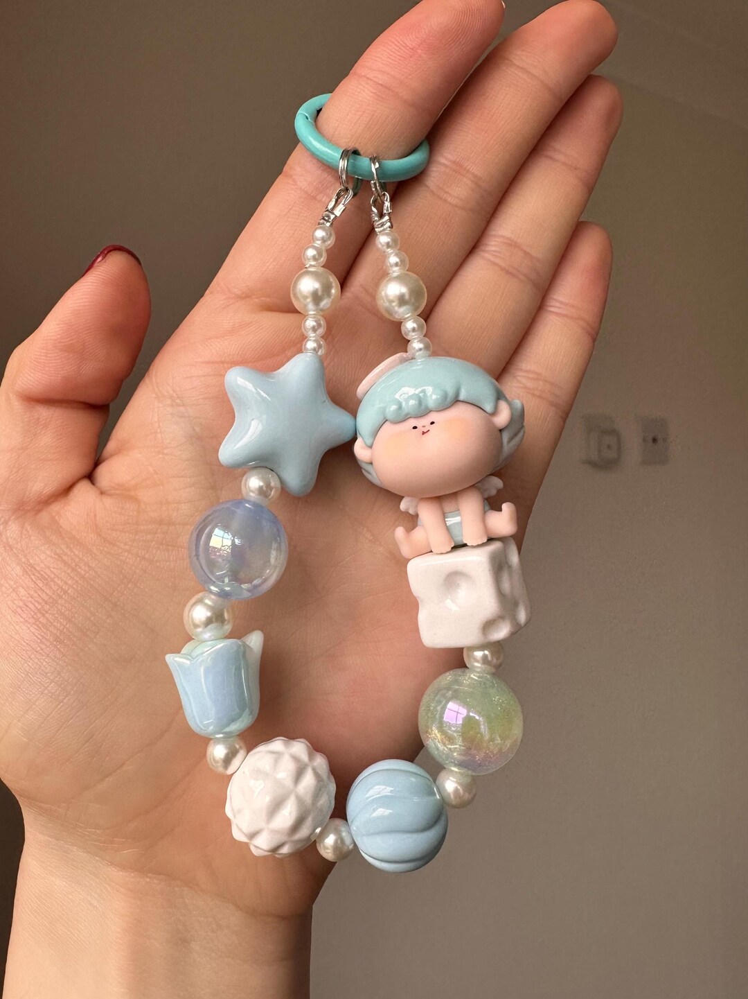 Super Cute Amlls Angel Pop Bean Phone Charm and Bag Charm in Blue - Etsy