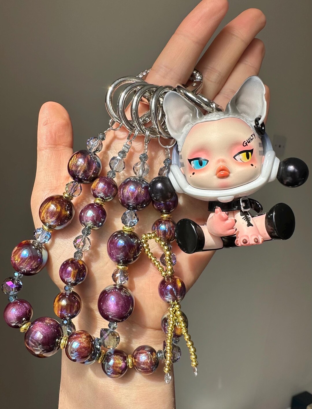 Super Sparkling Authentic Skullpanda Beaded Bag and Phone Charm With ...