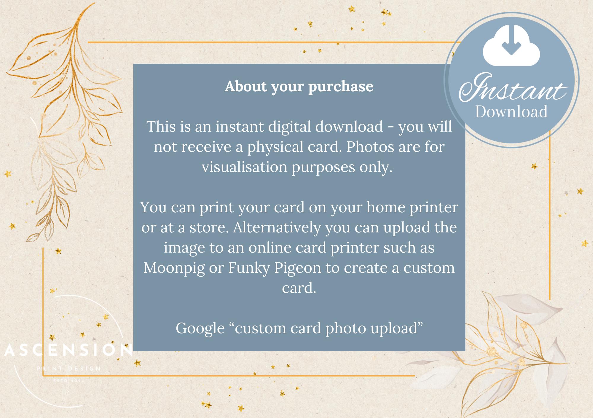 Digital Download Card Printable Card Female Motorbike Test Card ...