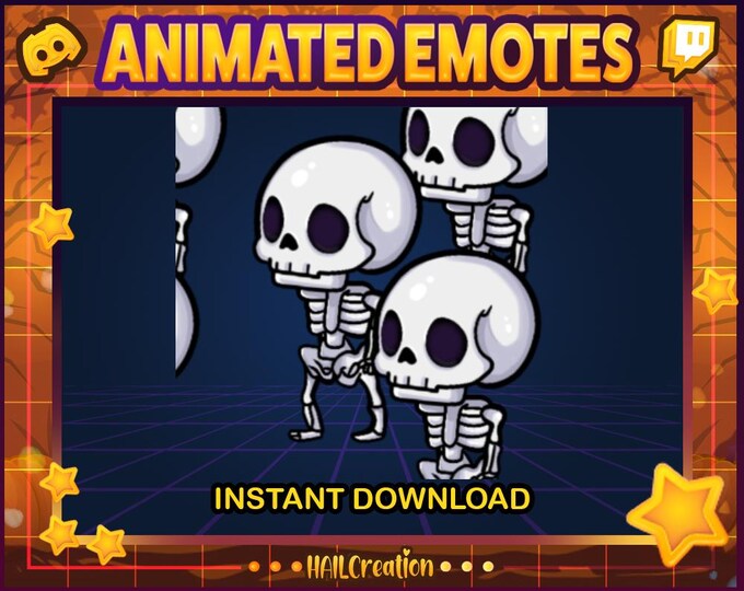 Animated Skeleton Raid Emote Spooky Halloween Emote for Twitch ...