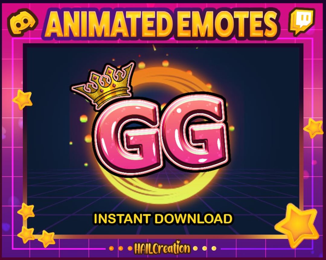 Animated GG Crown Emote | Good Game Emote for Twitch and Discord | Pink ...