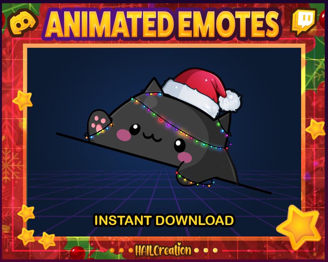 Animated Christmas Cat Emote | Tangled in Lights Bongo Cat | Twitch ...